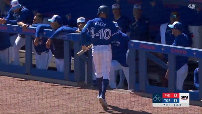 Tim Mayza serves as Blue Jays bat boy for losing fantasy football league